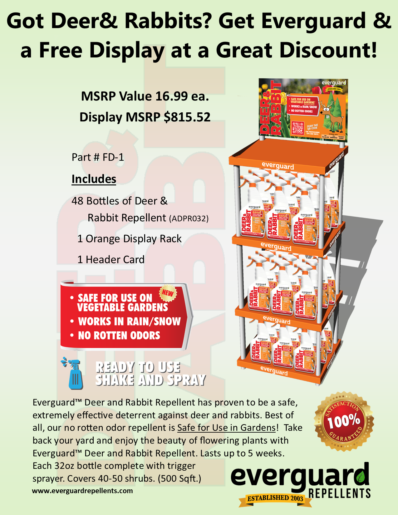 Everguard Orange Deer Display FD-1 - Everguard Repellents